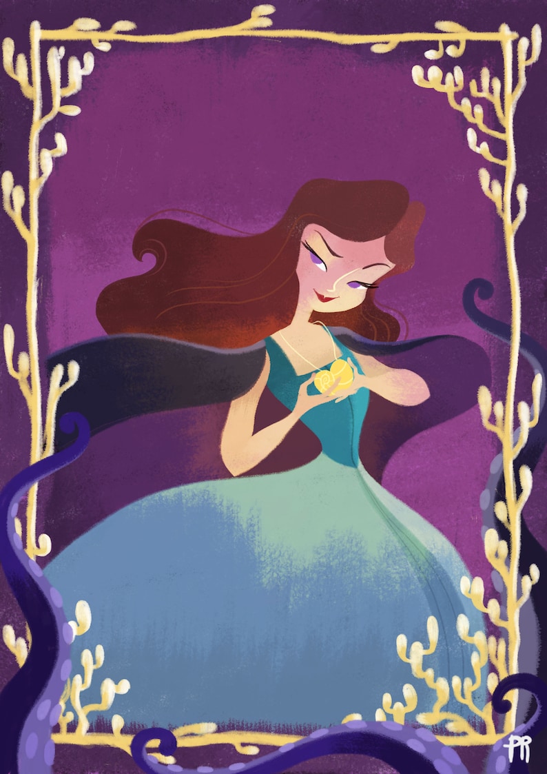 Disney Princess and Villains Prints Collection Ariel and | Etsy