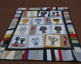 Handmade Quilt With Cat Theme - Etsy