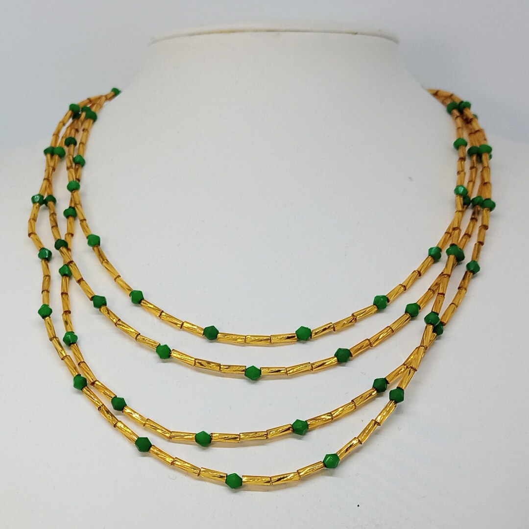 Glass Bugle Bead Necklace in Festive Colours - Etsy