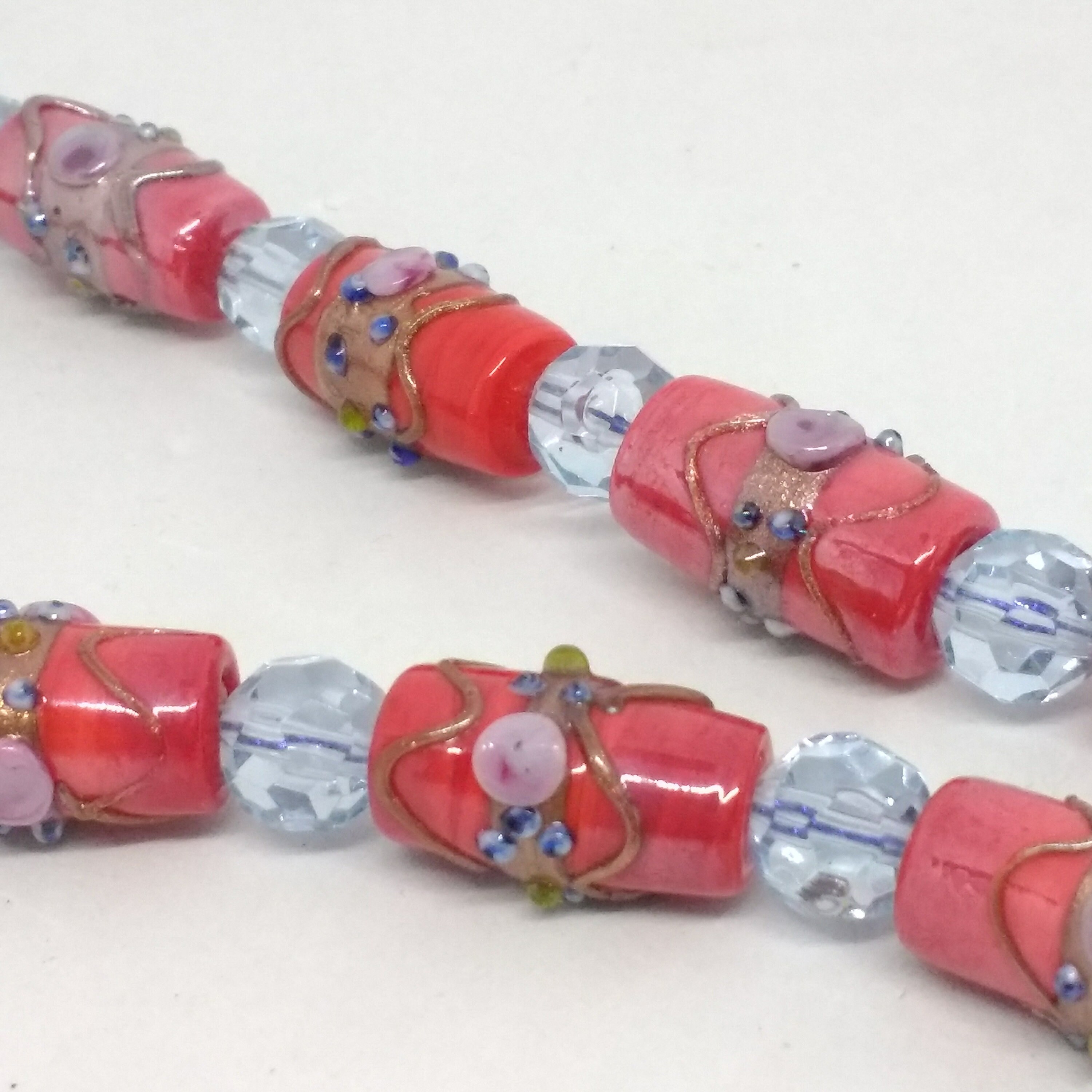 Decorated Red Bead Necklace | Etsy