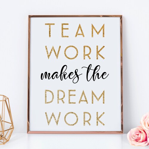Gold Team Work Makes the Dream Work Sign Team Work Sign - Etsy