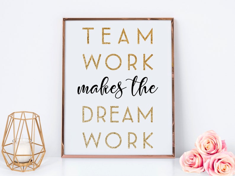 Gold Team Work Makes the Dream Work Sign Team Work Sign - Etsy
