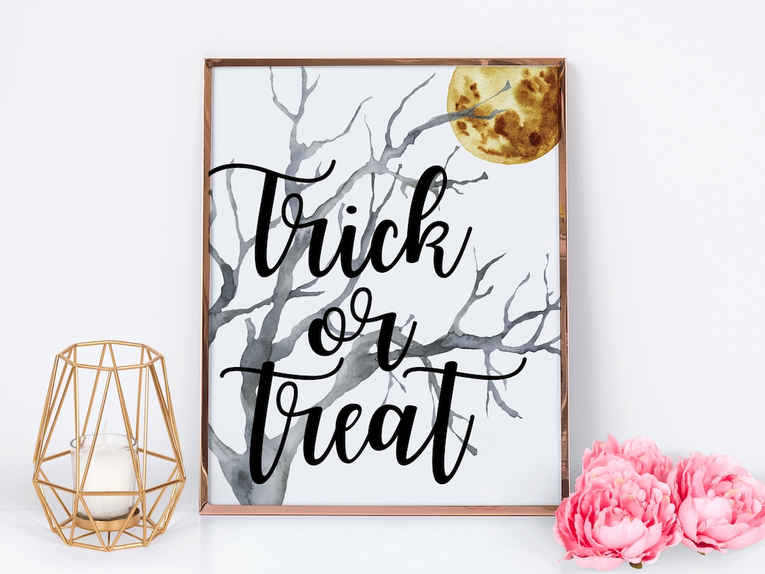 Trick or Treat Halloween Sign | Printable Halloween Decor | Spooky ...