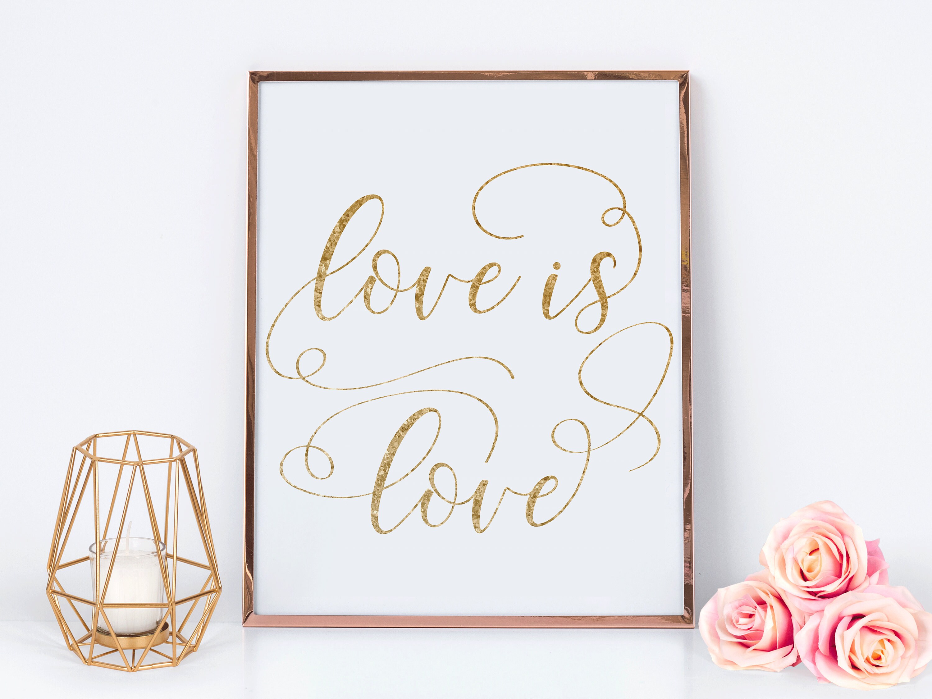 Gold Love is Love Sign Handwritten Love is Love Sign LGBTQ | Etsy