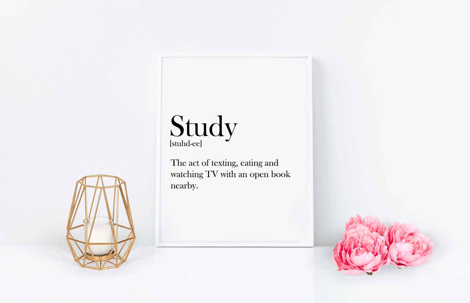 Study Definition Printable Sign Funny Dorm Decor College | Etsy