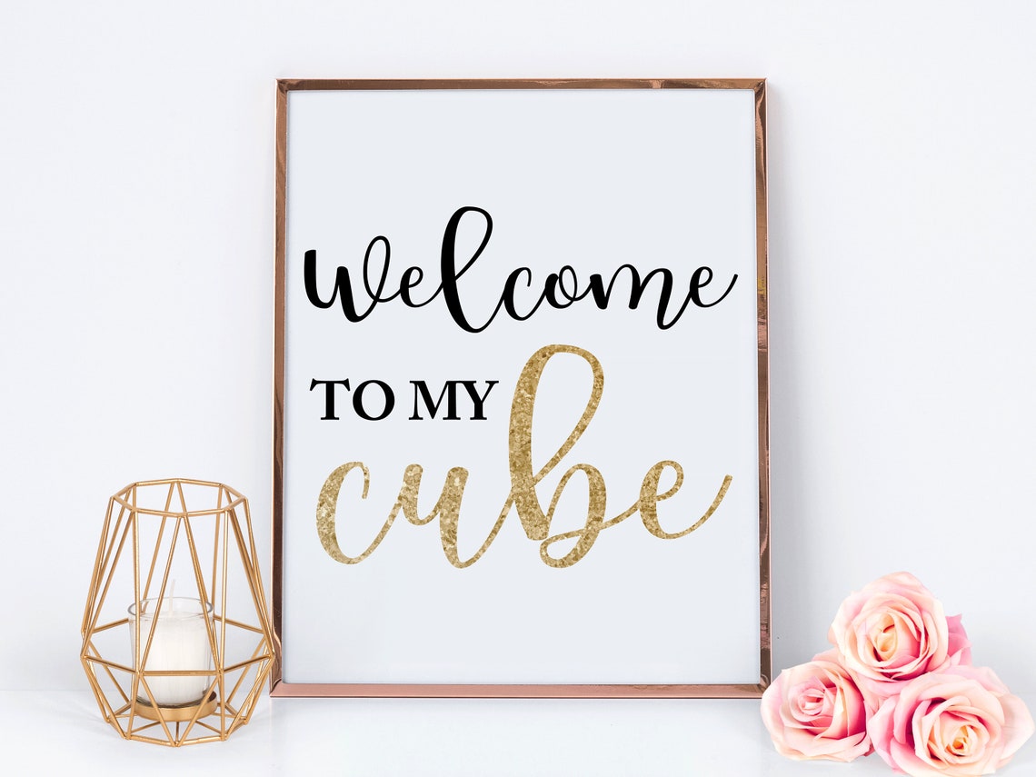 Welcome to My Cube Printable Gold Office Decor Gold Office - Etsy