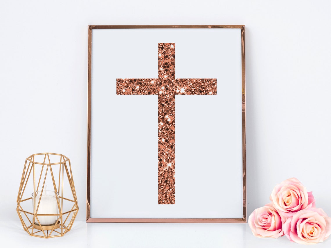 Rose Gold Cross Sign Rosegold Faith Sign Modern Religious | Etsy