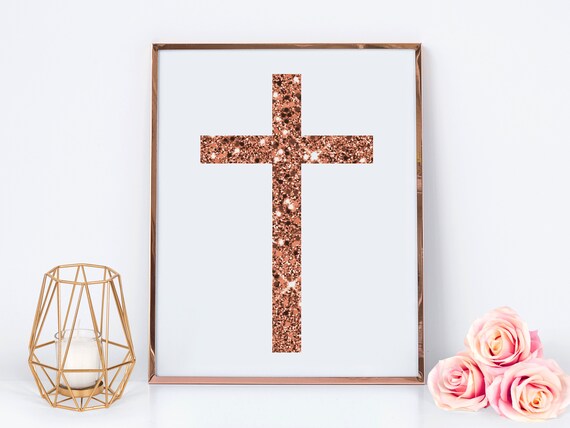 Rose Gold Cross Sign Rosegold Faith Sign Modern Religious | Etsy