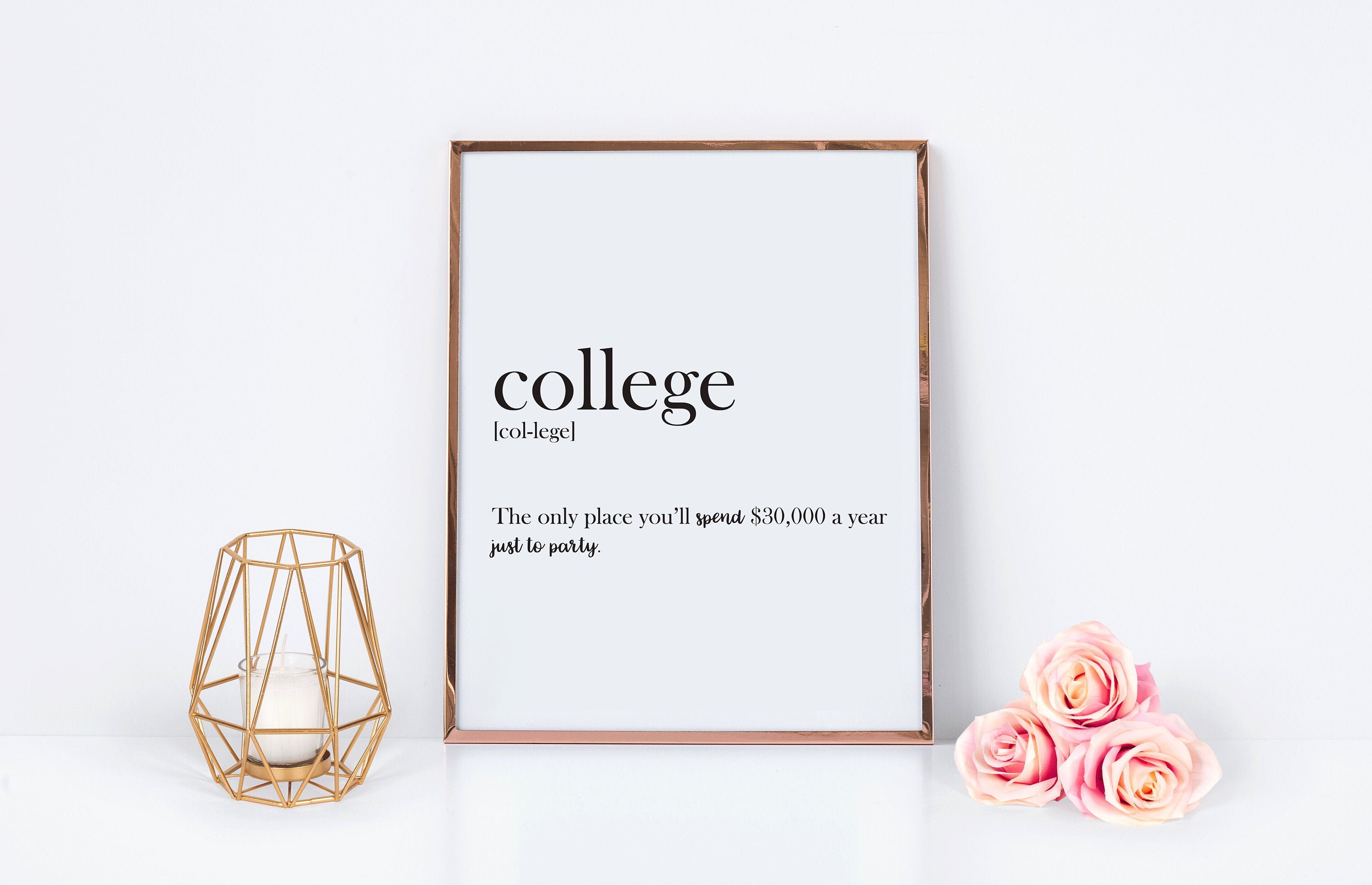 College Definition Printable Sign Funny Dorm Decor College | Etsy