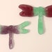 Set of 2 Glass Dragonfly Paperweights Purple & Green Textured - Etsy