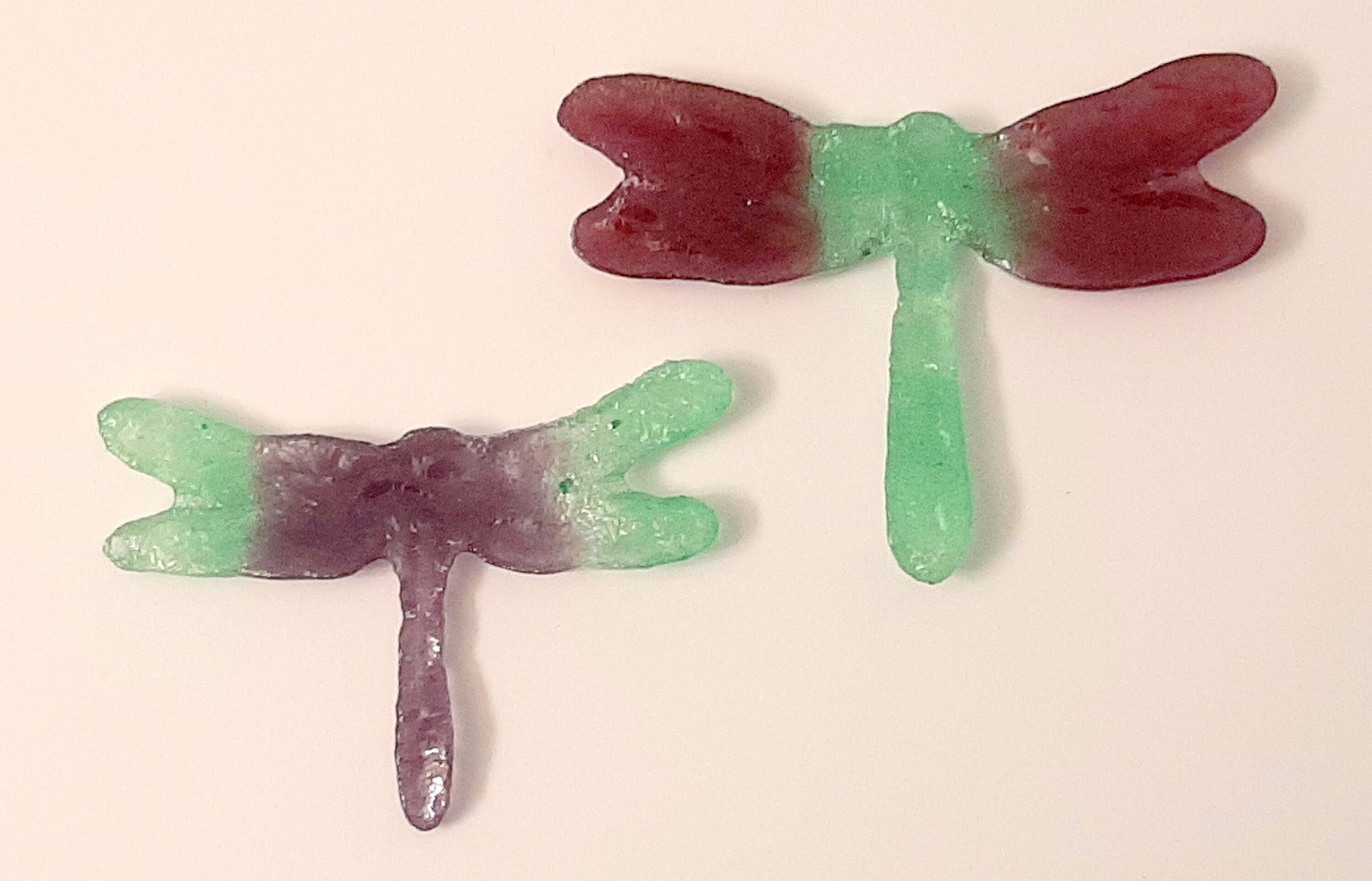 Set of 2 Glass Dragonfly Paperweights Purple & Green Textured - Etsy