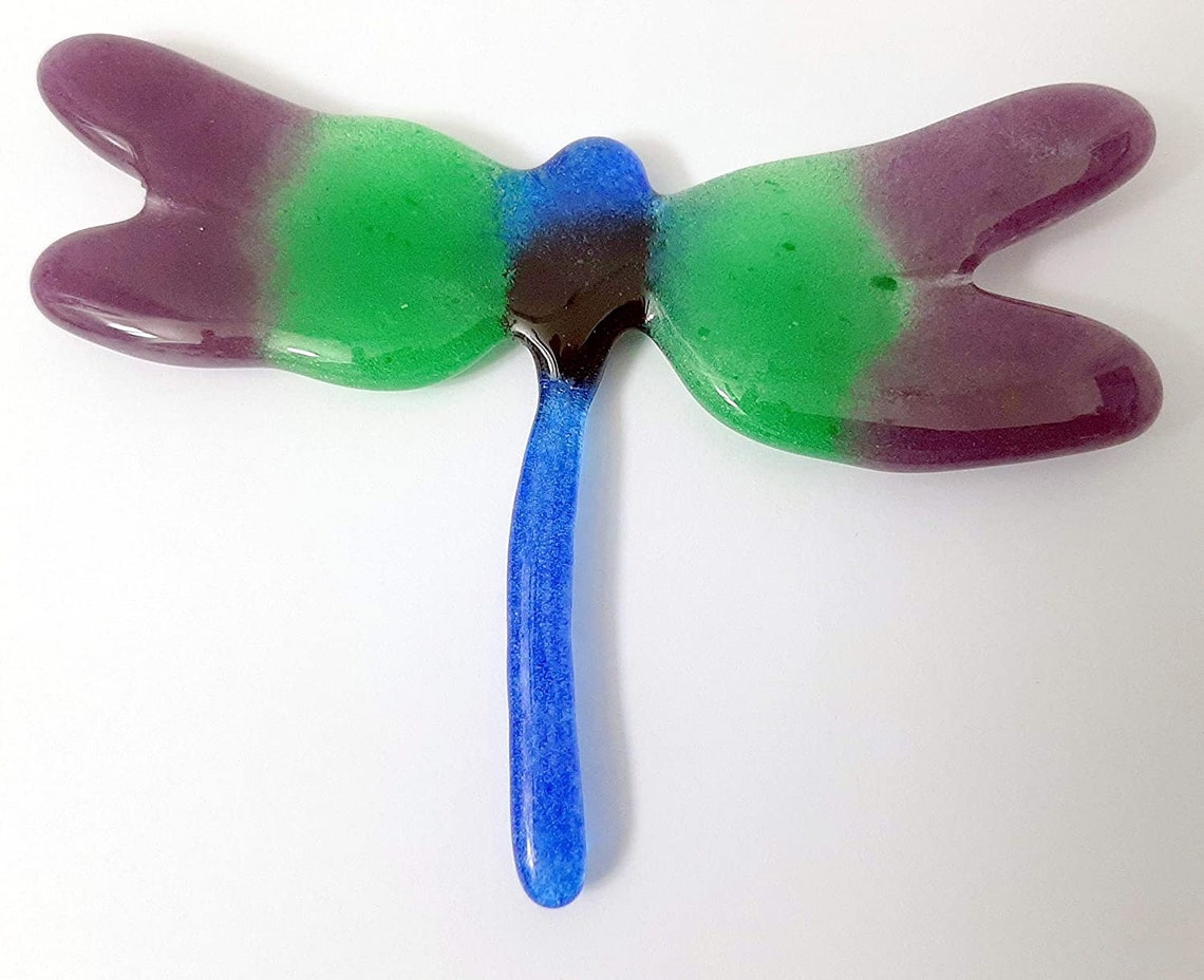 New Blue, Purple & Green Glass Dragonfly Paperweight - Etsy