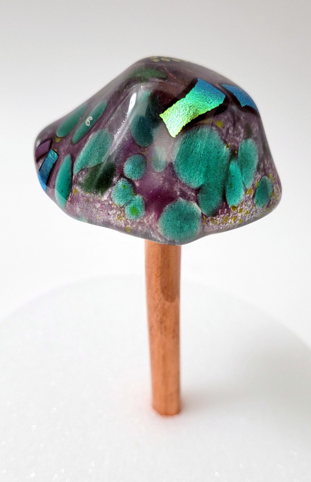 New Purple and Blue Glass Mushroom Cap With Removable Copper - Etsy