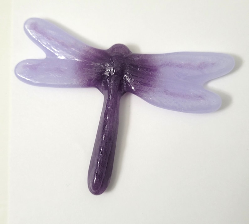 Set of 2 Glass Dragonfly Paperweights or Figurines Lavender - Etsy