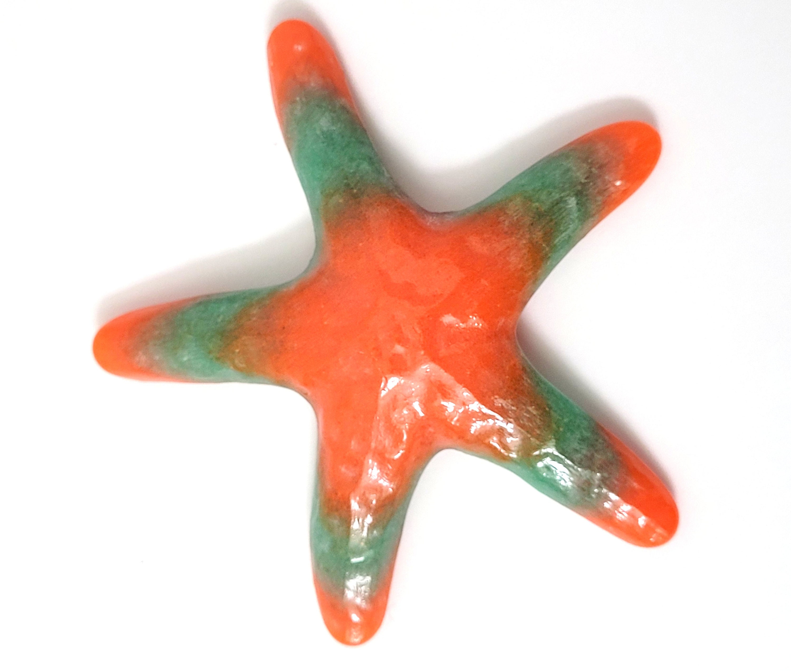 Orange and Green Fused Glass Starfish Figurine Paperweight - Etsy