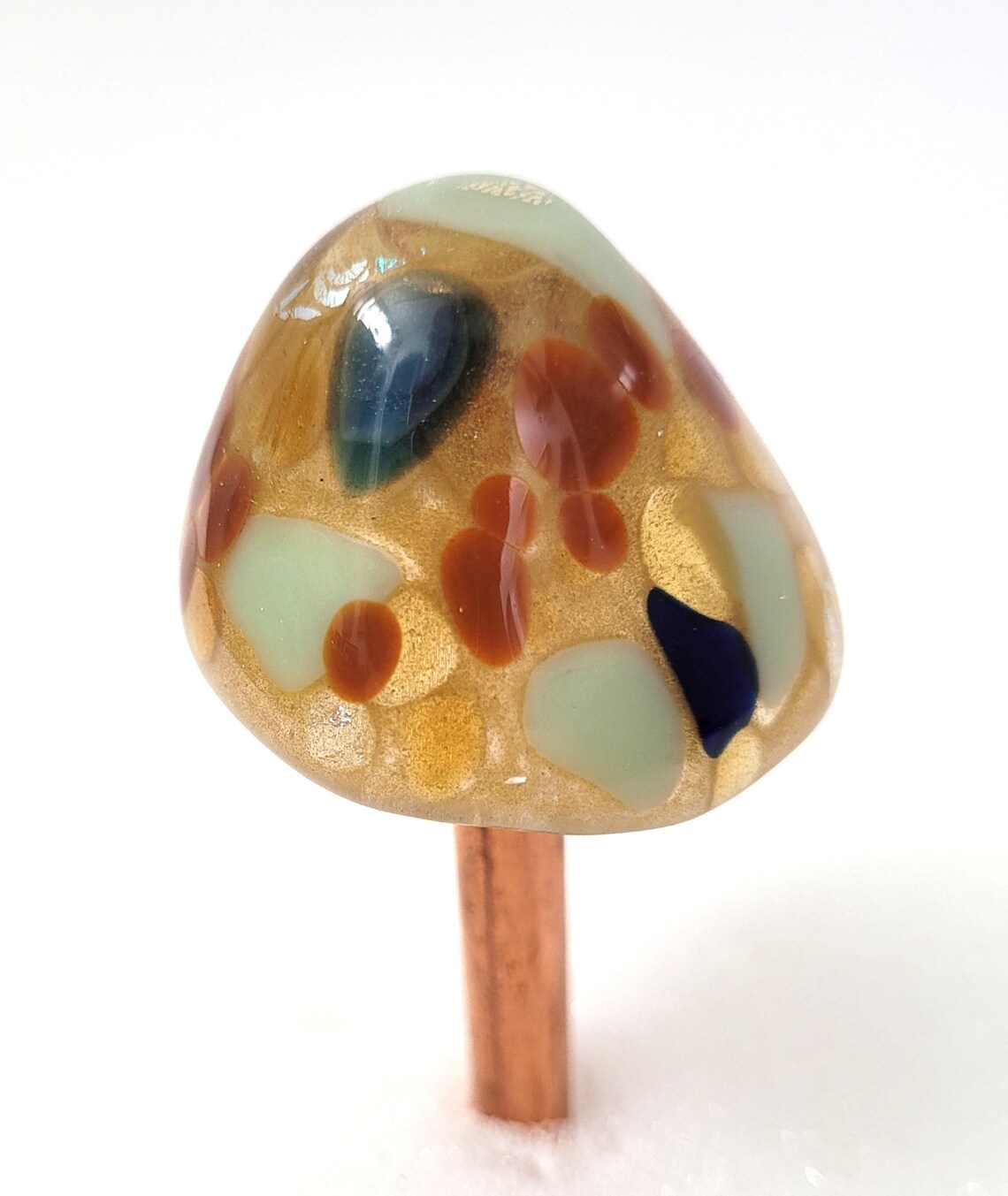 New Brown Glass Mushroom Cap With Removable Copper Stalk Colored Glass ...