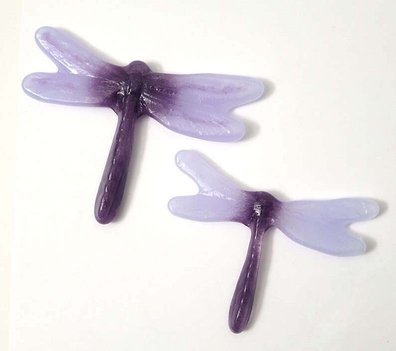 Set of 2 Glass Dragonfly Paperweights or Figurines Lavender and ...