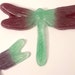 Set of 2 Glass Dragonfly Paperweights Purple & Green Textured - Etsy