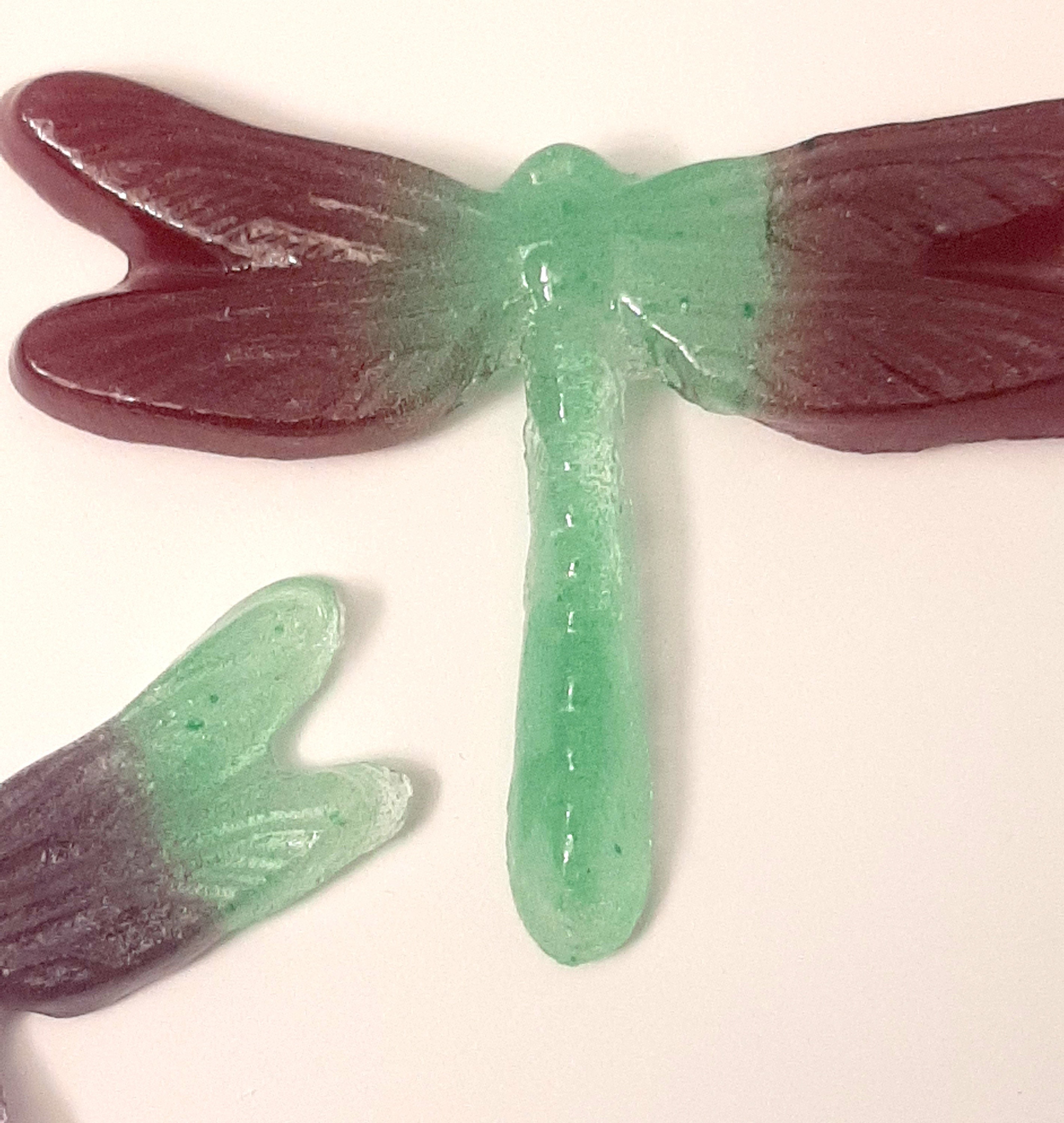 Set of 2 Glass Dragonfly Paperweights Purple & Green Textured - Etsy