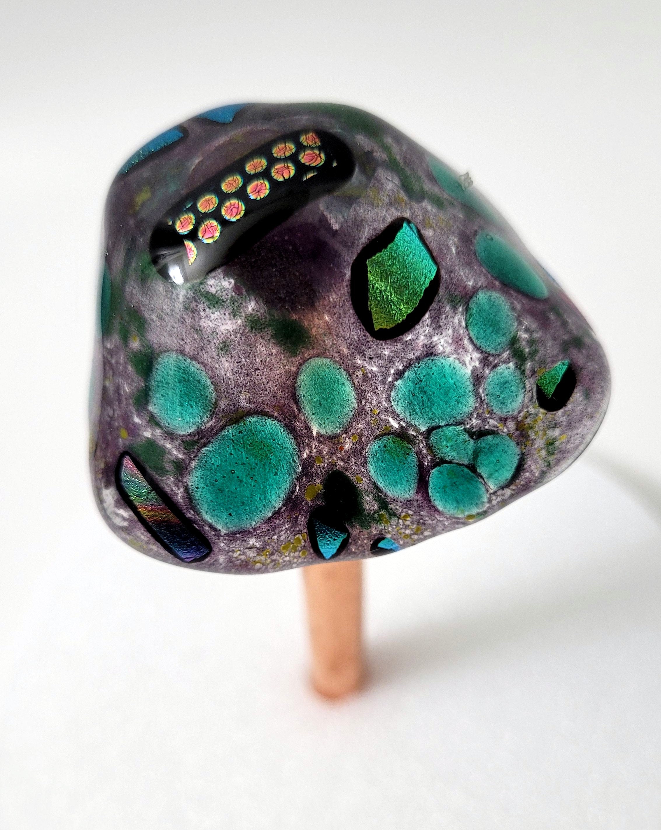 New Purple and Blue Glass Mushroom Cap With Removable Copper - Etsy