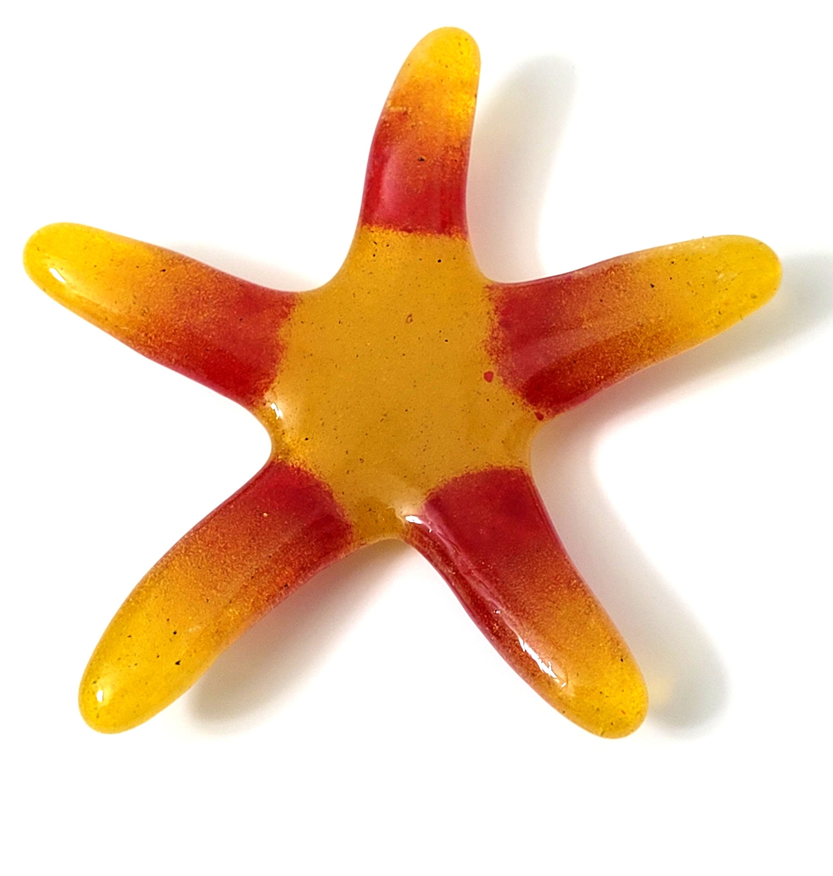 New Yellow and Red Striped Glass Starfish Paperweight - Etsy