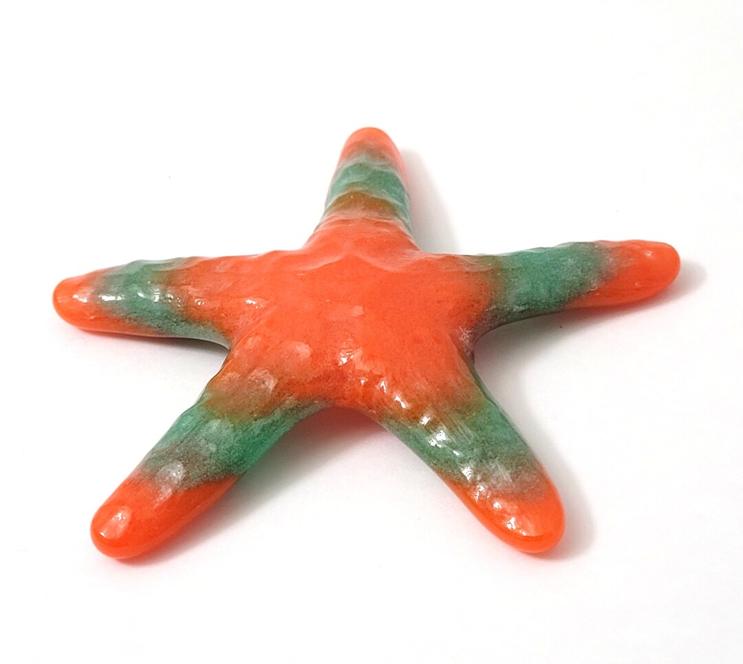 Orange and Green Fused Glass Starfish Figurine Paperweight - Etsy