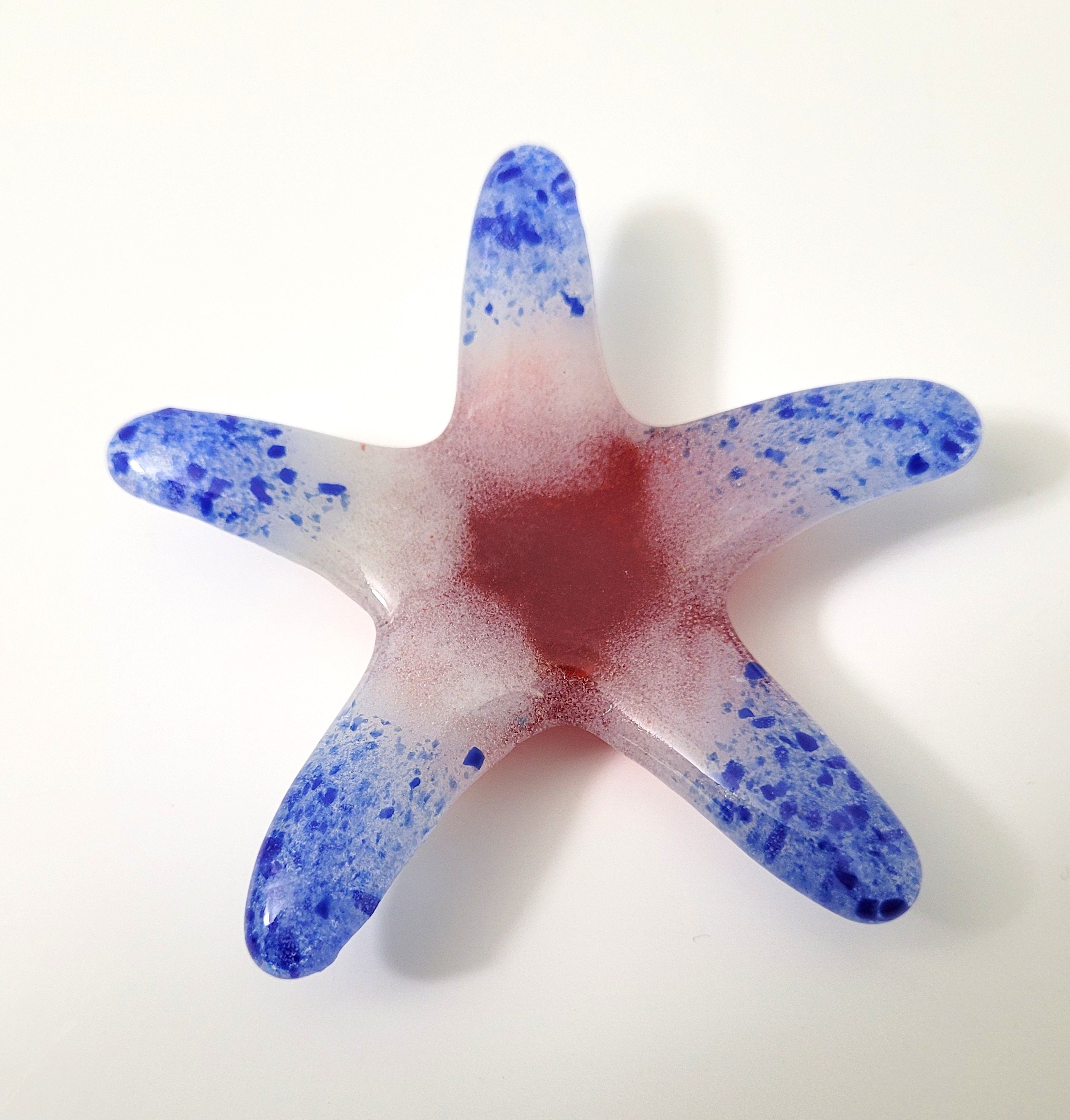 New Red, White and Blue Glass Starfish Paperweight - Etsy