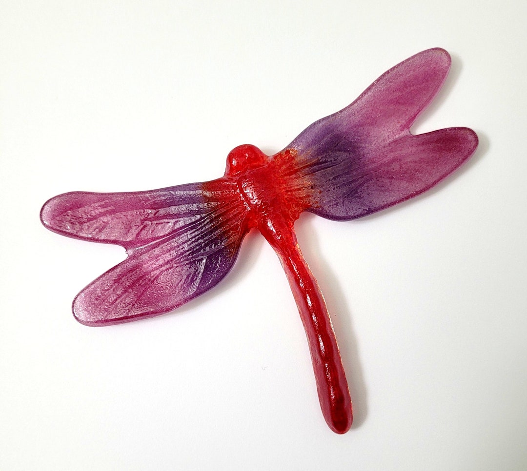 New Red Purple and Pink Glass Dragonfly Paperweight - Etsy