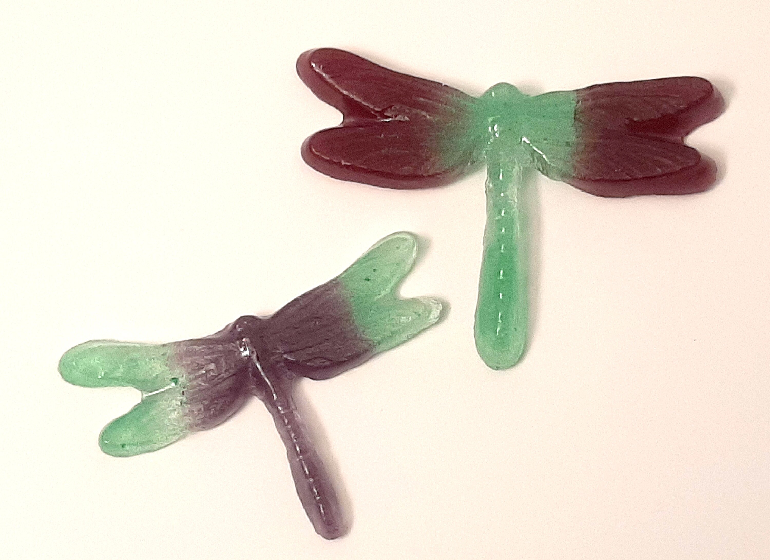 Set of 2 Glass Dragonfly Paperweights Purple & Green Textured - Etsy