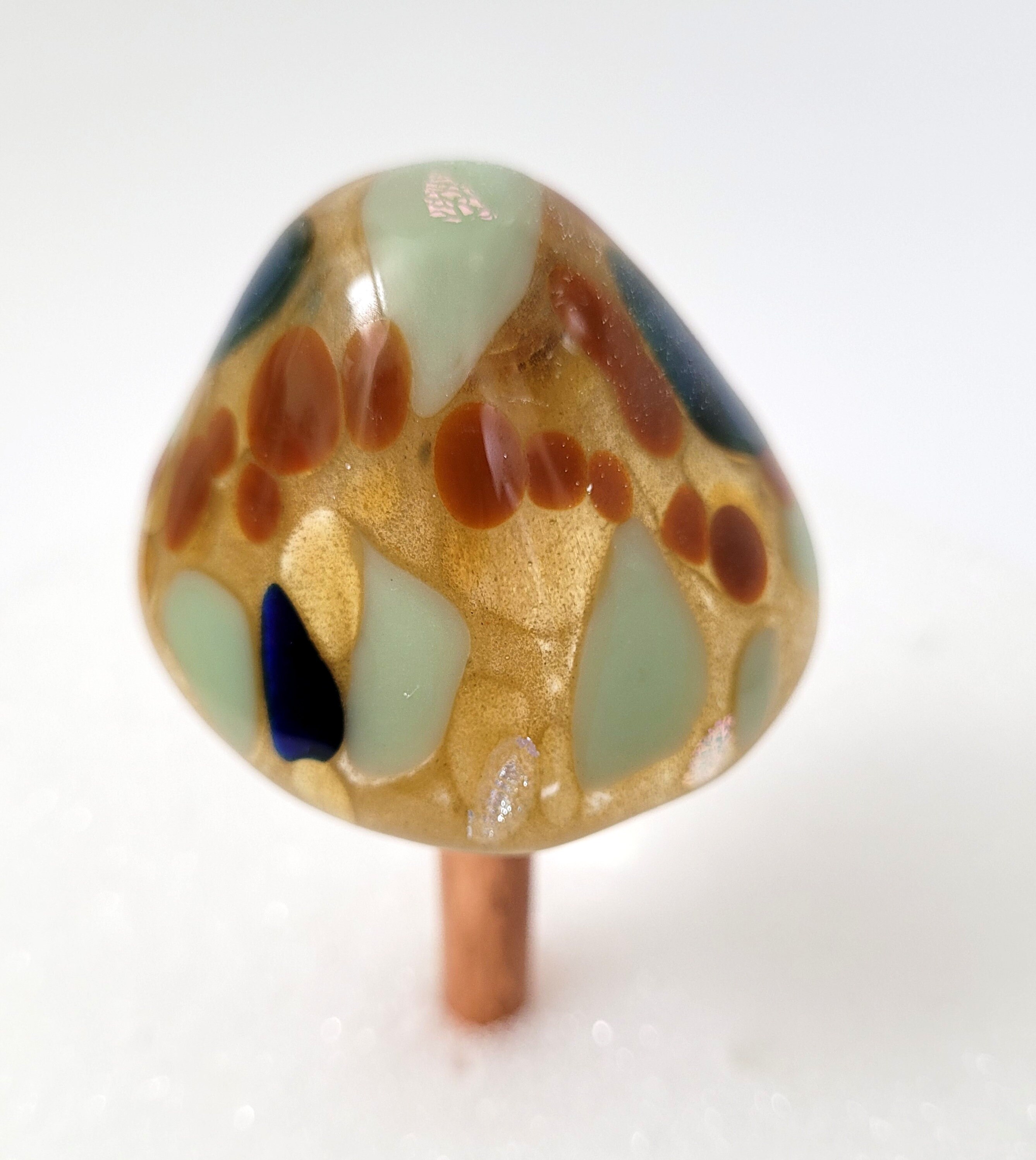New Brown Glass Mushroom Cap With Removable Copper Stalk Colored Glass ...