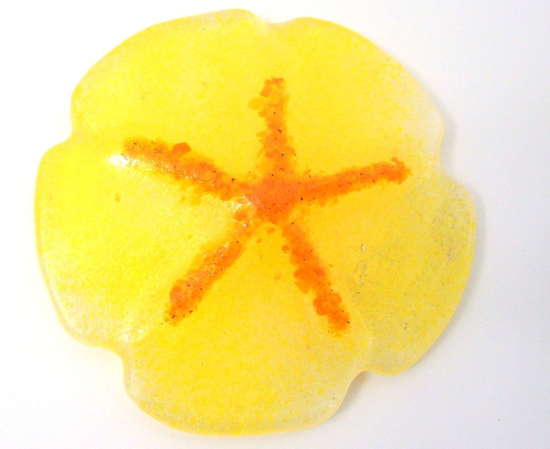 New Yellow and Orange Glass Sand Dollar Paperweight - Etsy