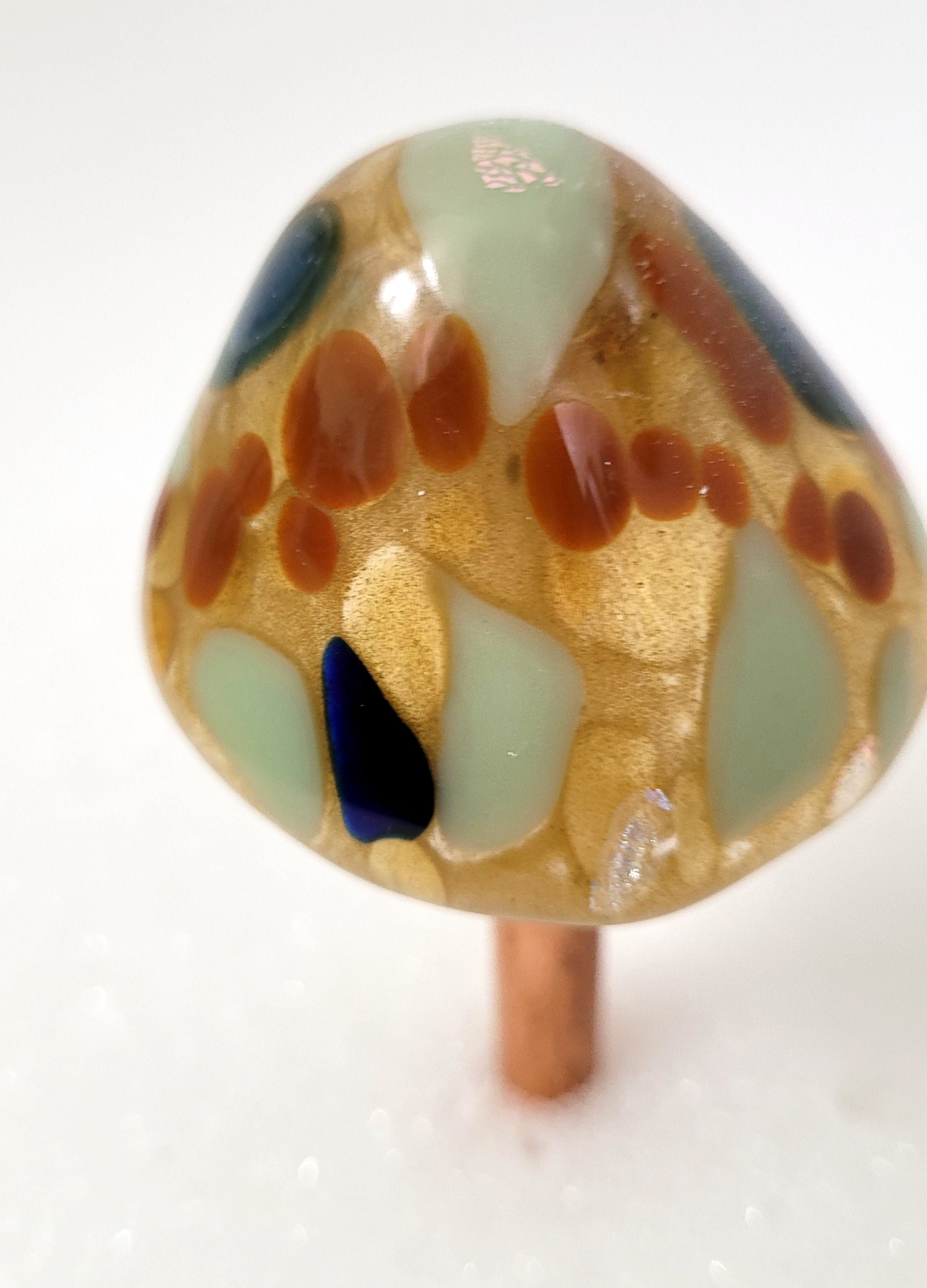 New Brown Glass Mushroom Cap With Removable Copper Stalk Colored Glass ...