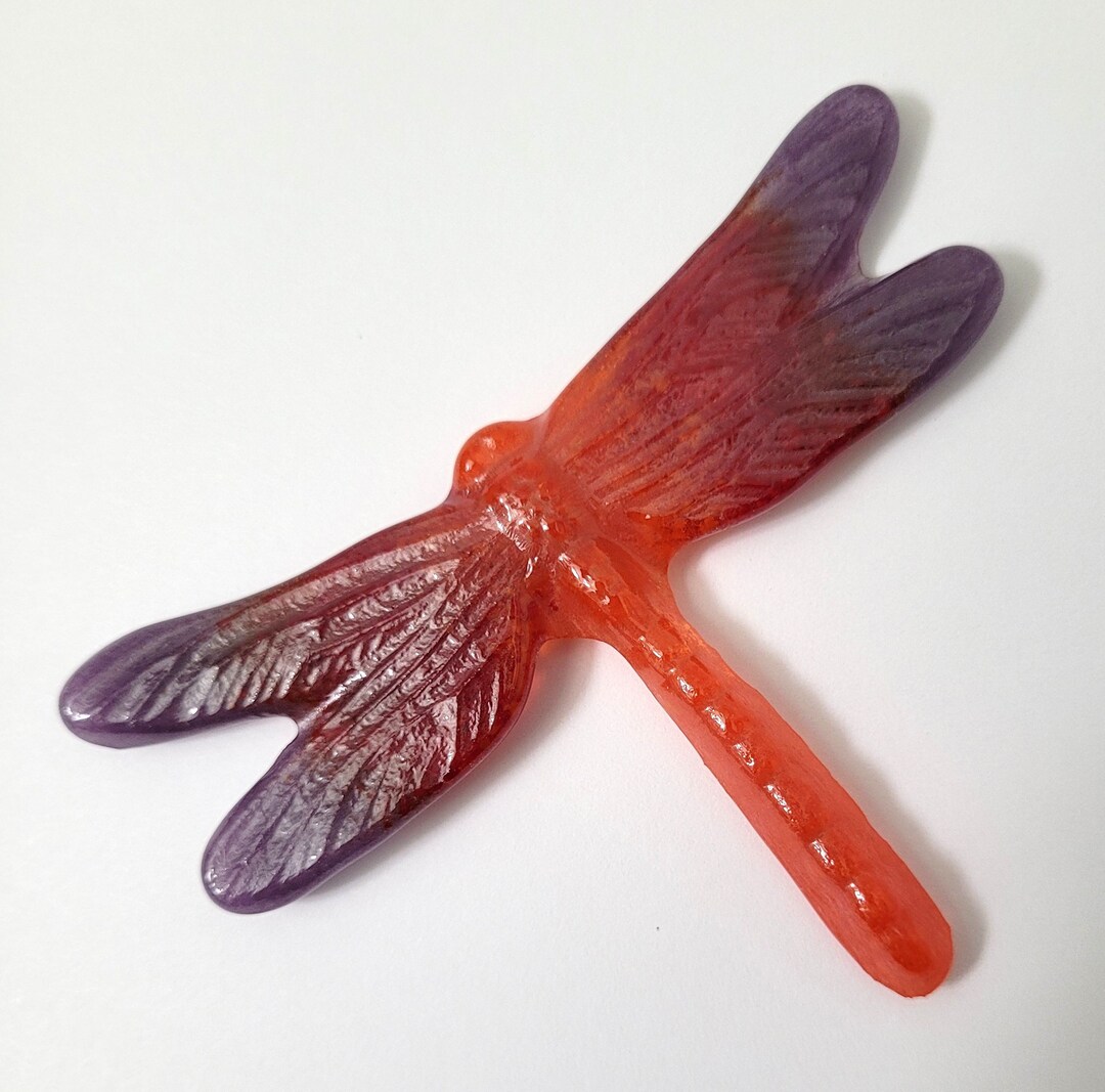 New Red and Orange Fused Glass Dragonfly Paperweight - Etsy