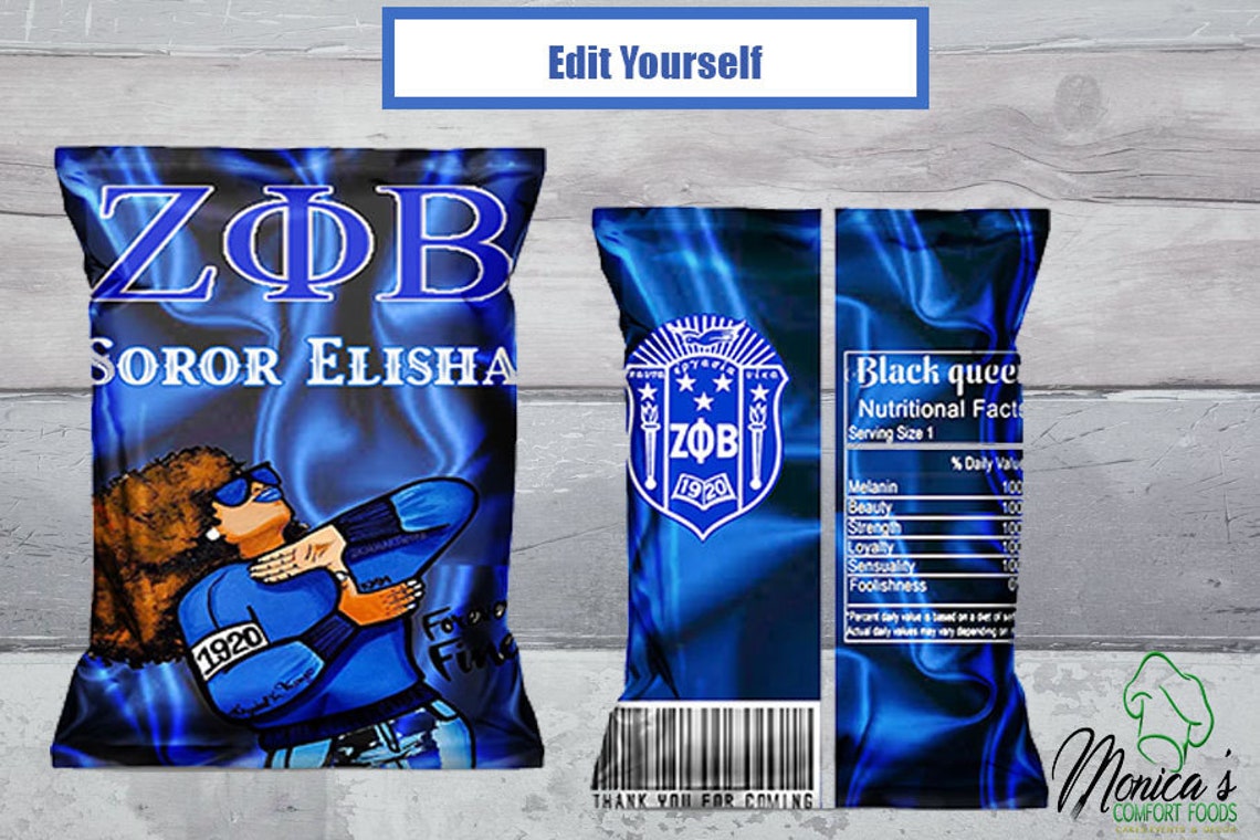 EDITABLE Zeta Phi Beta Zeta Phi Beta Chip Bag Sorority - Etsy