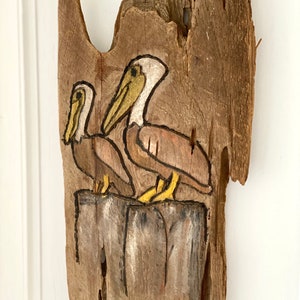 Wooden Decor, Vintage and Hand Made Wooden Pelican Wall Hanging ...