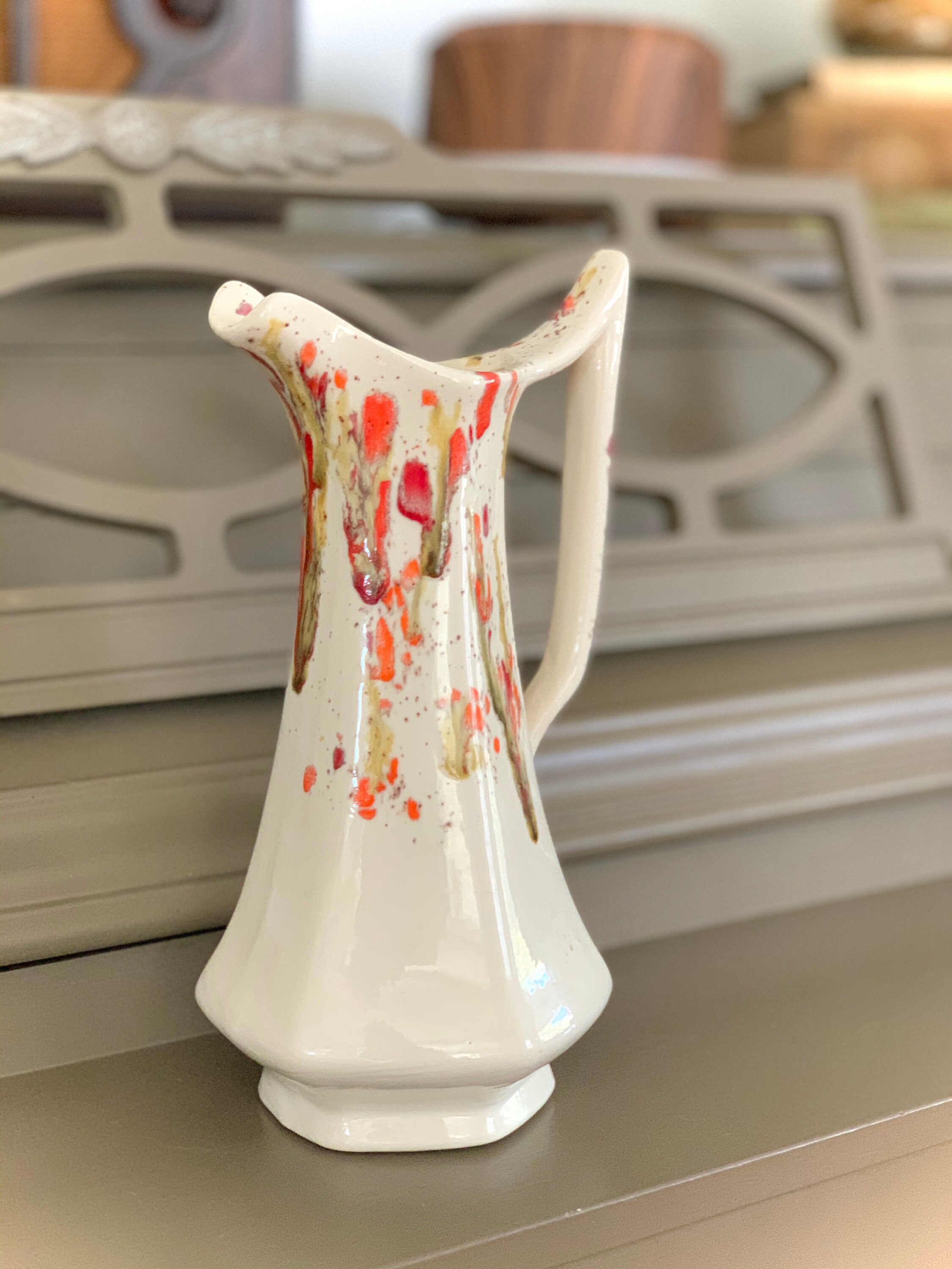 Pitcher Vintage Drip Glaze Speckled Splatter Painted 1970s | Etsy