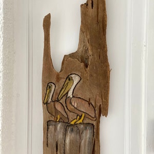 Wooden Decor, Vintage and Hand Made Wooden Pelican Wall Hanging ...