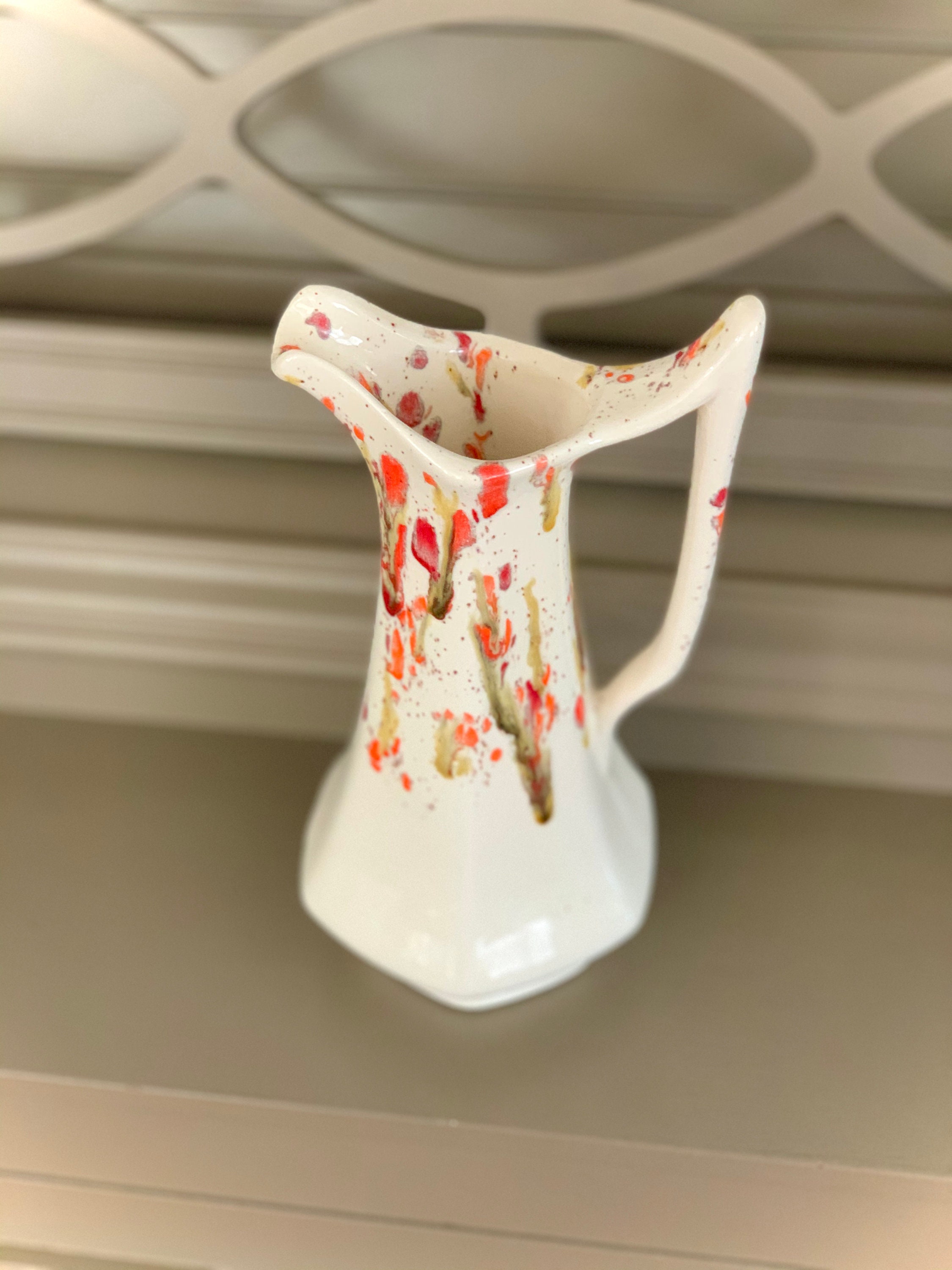 Pitcher, Vintage Drip Glaze Speckled Splatter Painted 1970s Pitcher ...