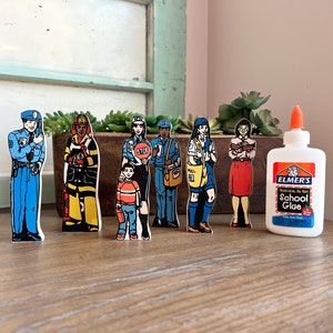 Community Figures, Vintage Wooden Toys for Pretend Play, Mini Village ...