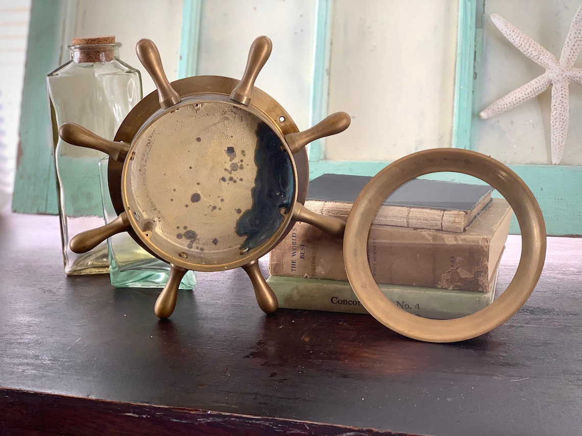 Ships Wheel Display Frame Vintage Brass Helm Shadow Box or - Etsy