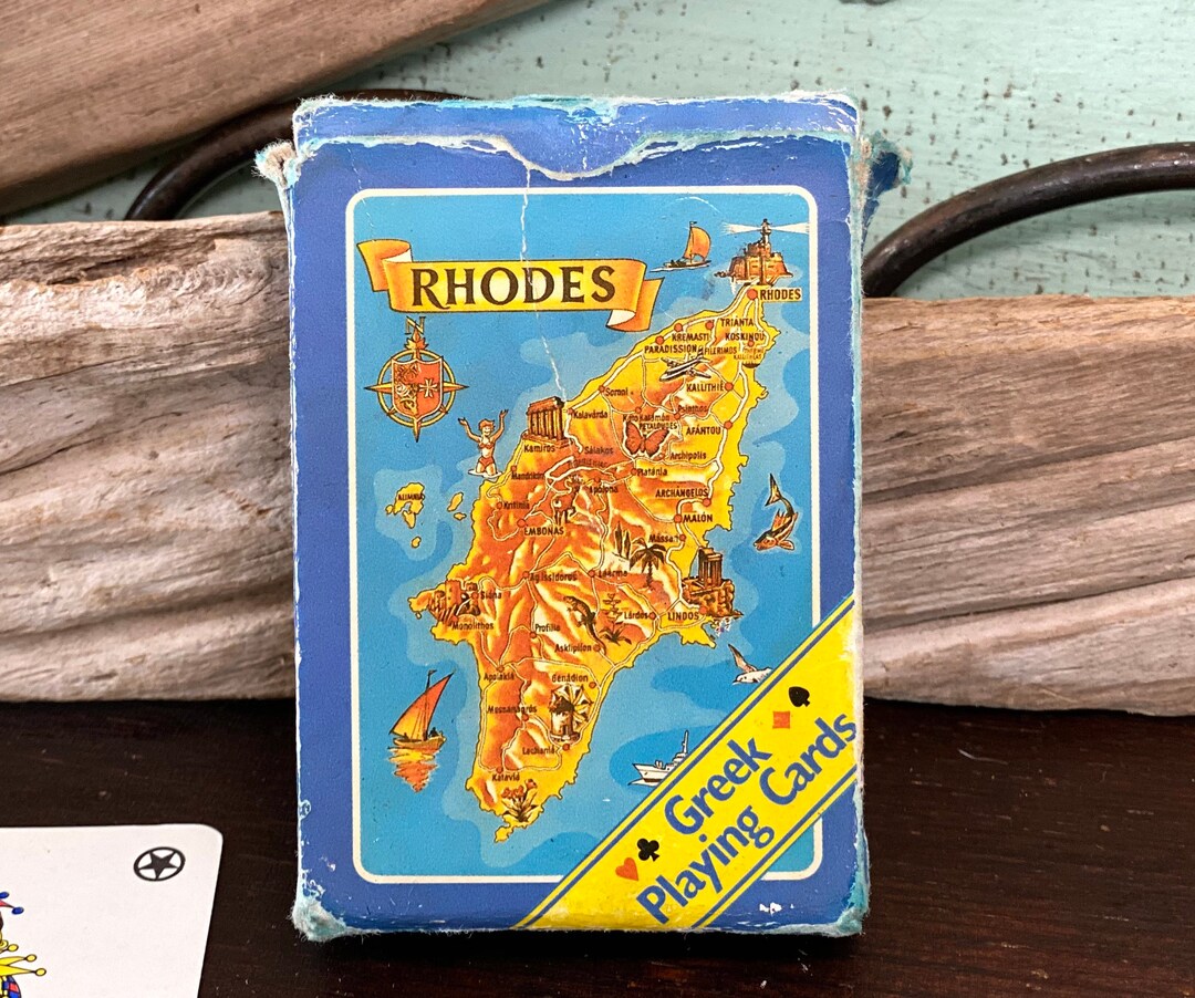 Playing Cards, Vintage Greek Playing Cards Featuring the Island of ...