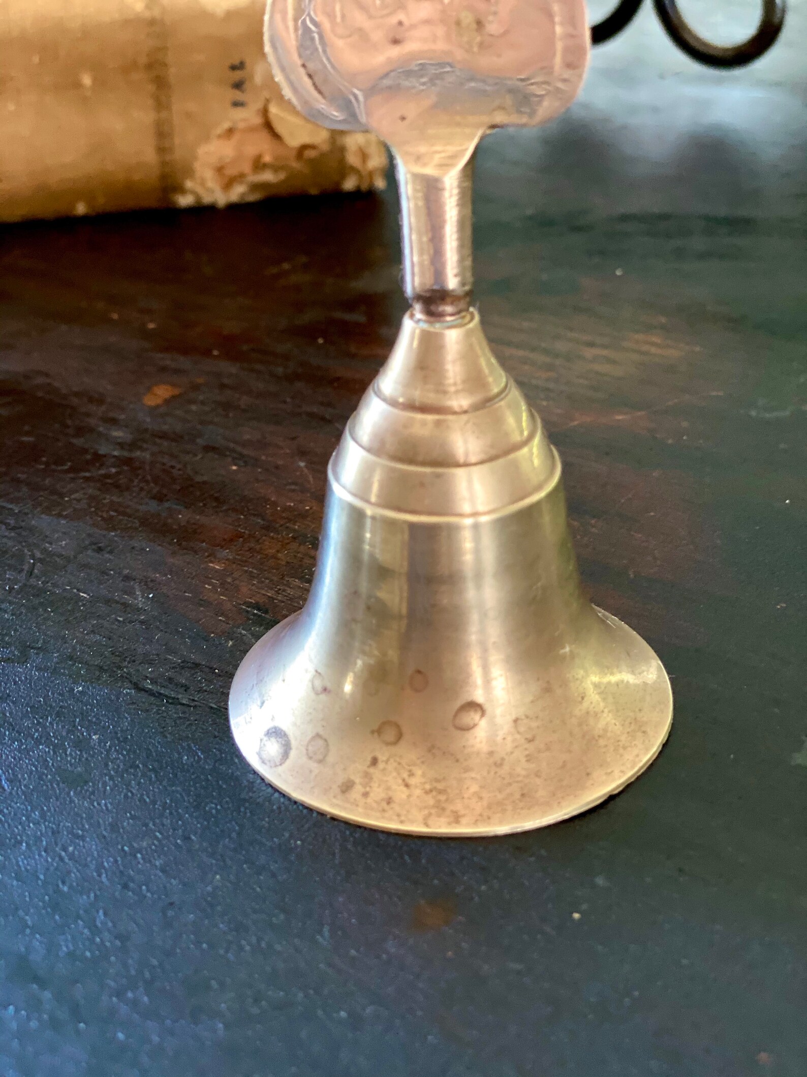 Bell, Vintage Brass Bell With Hibiscus Flower Design, Floral Decor ...