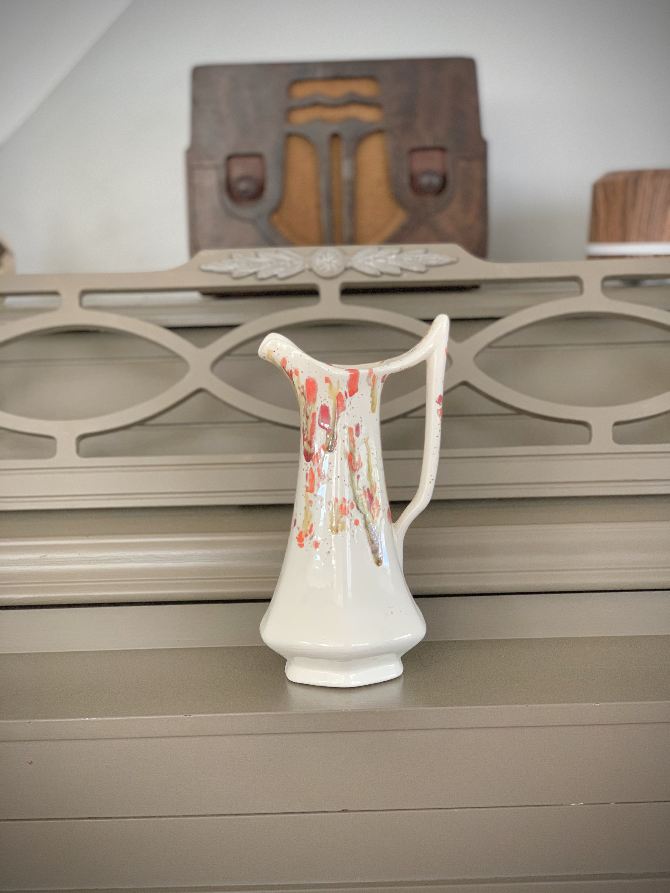 Pitcher, Vintage Drip Glaze Speckled Splatter Painted 1970s Pitcher ...