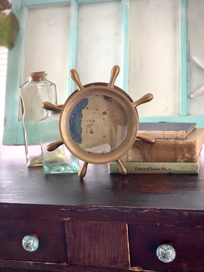 Ships Wheel Display Frame Vintage Brass Helm Shadow Box or - Etsy