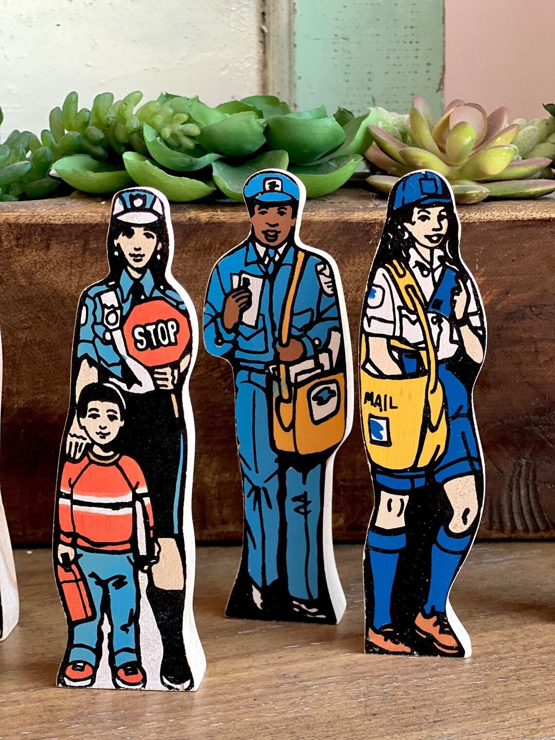 Community Figures, Vintage Wooden Toys for Pretend Play, Mini Village ...