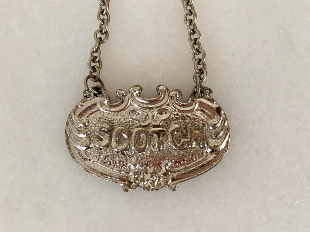 Vintage Liquor Tag, Metal Liquor Label, Reversible Liquor Label, Scotch ...