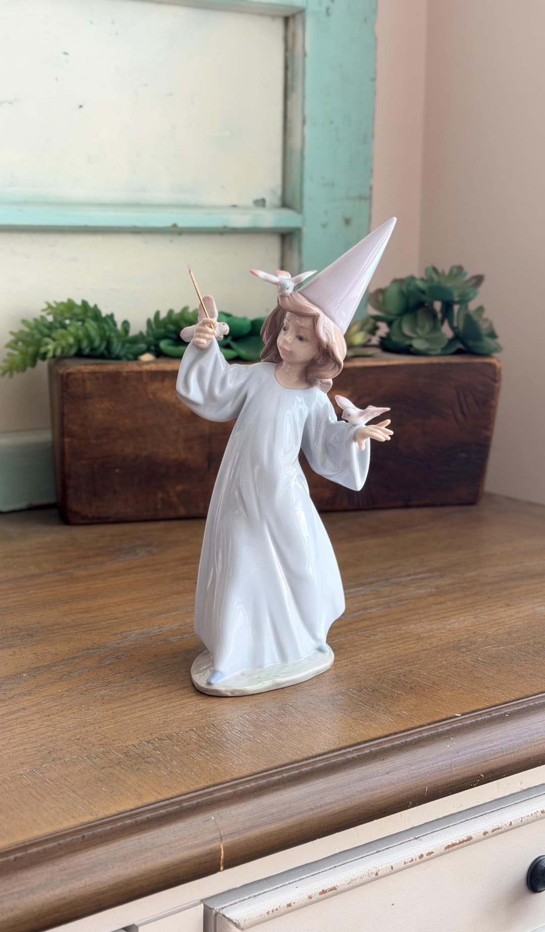 Statue, Vintage Lladro Magical Moment -retired 6171- Girl Fairy Wizard ...