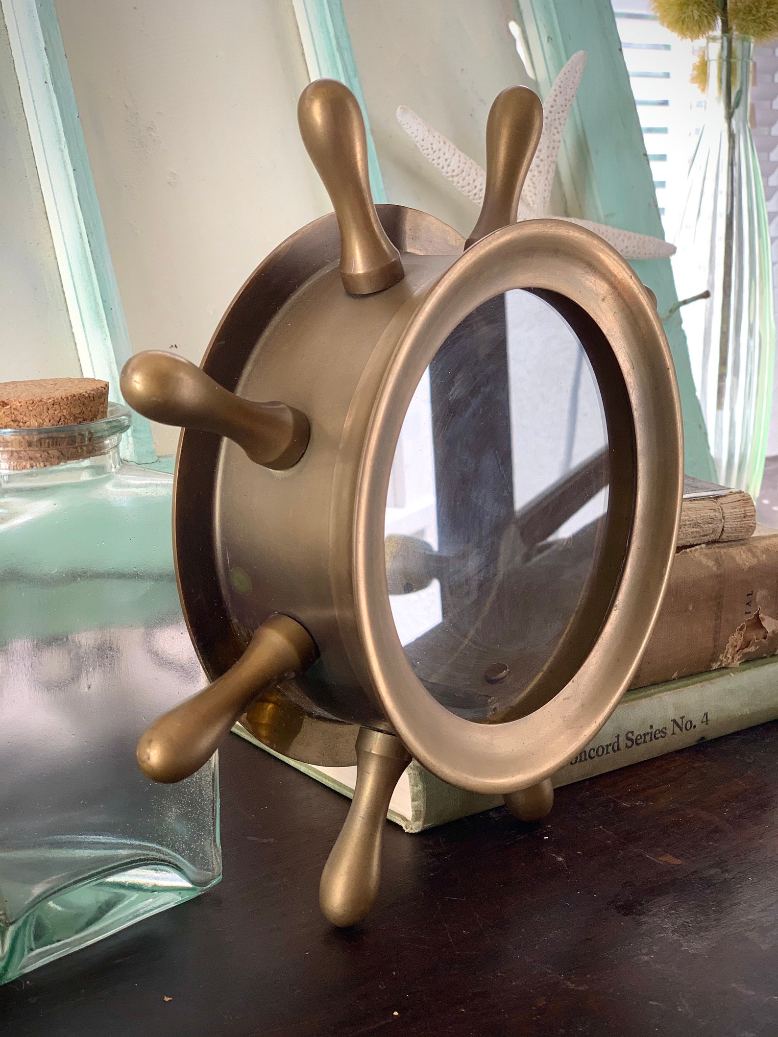 Ships Wheel Display Frame Vintage Brass Helm Shadow Box or - Etsy
