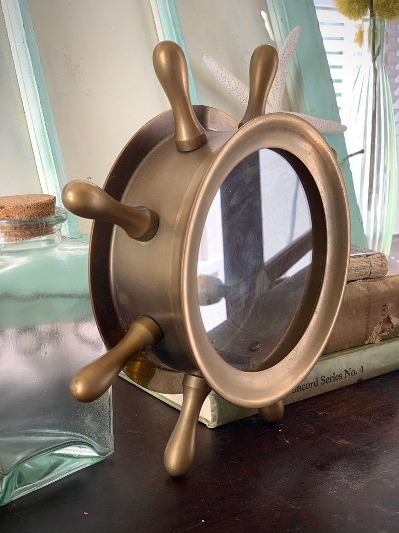 Ships Wheel Display Frame Vintage Brass Helm Shadow Box or - Etsy