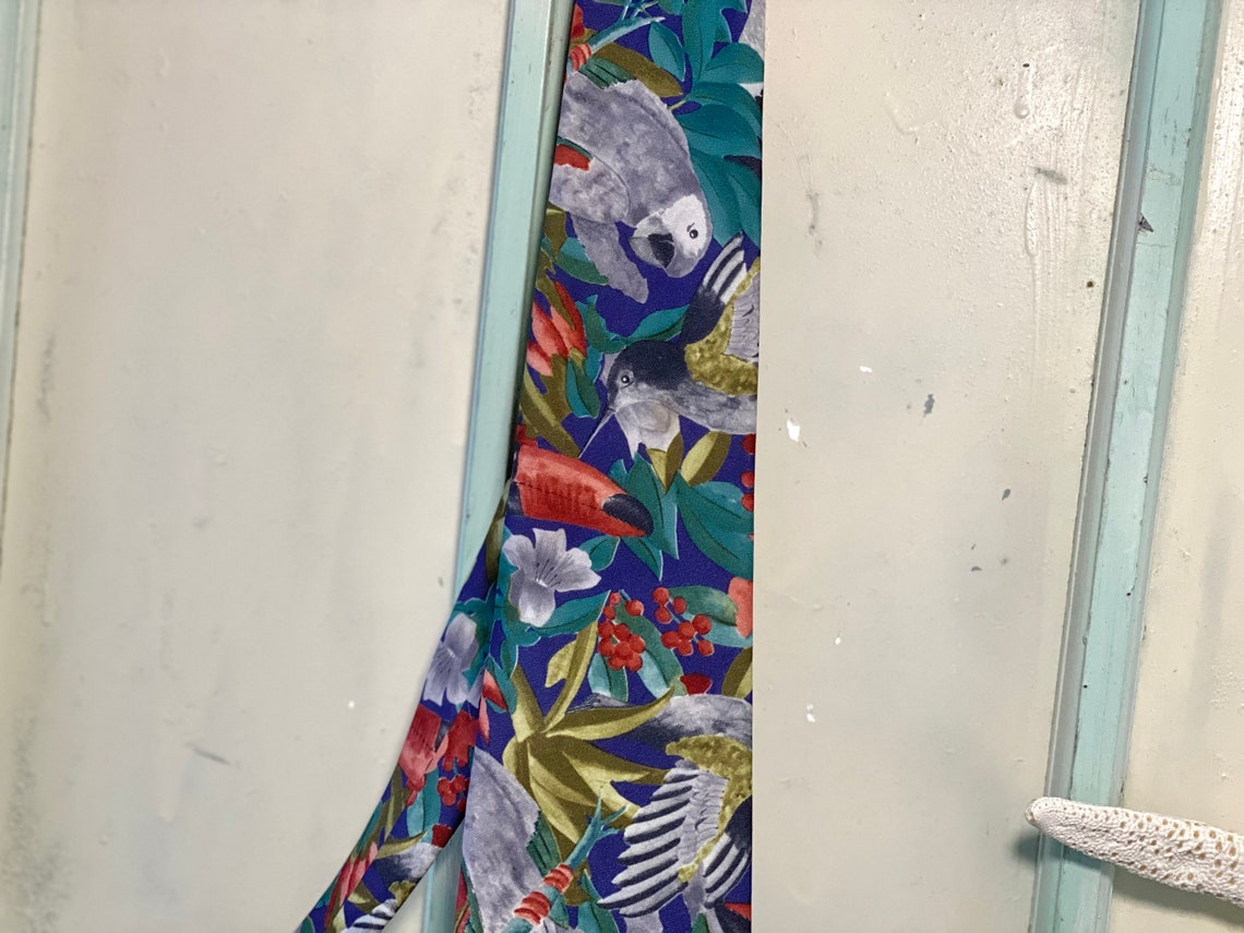 Necktie, Vintage Tropical Pattern Print Necktie, Awesome Tropical Bird ...